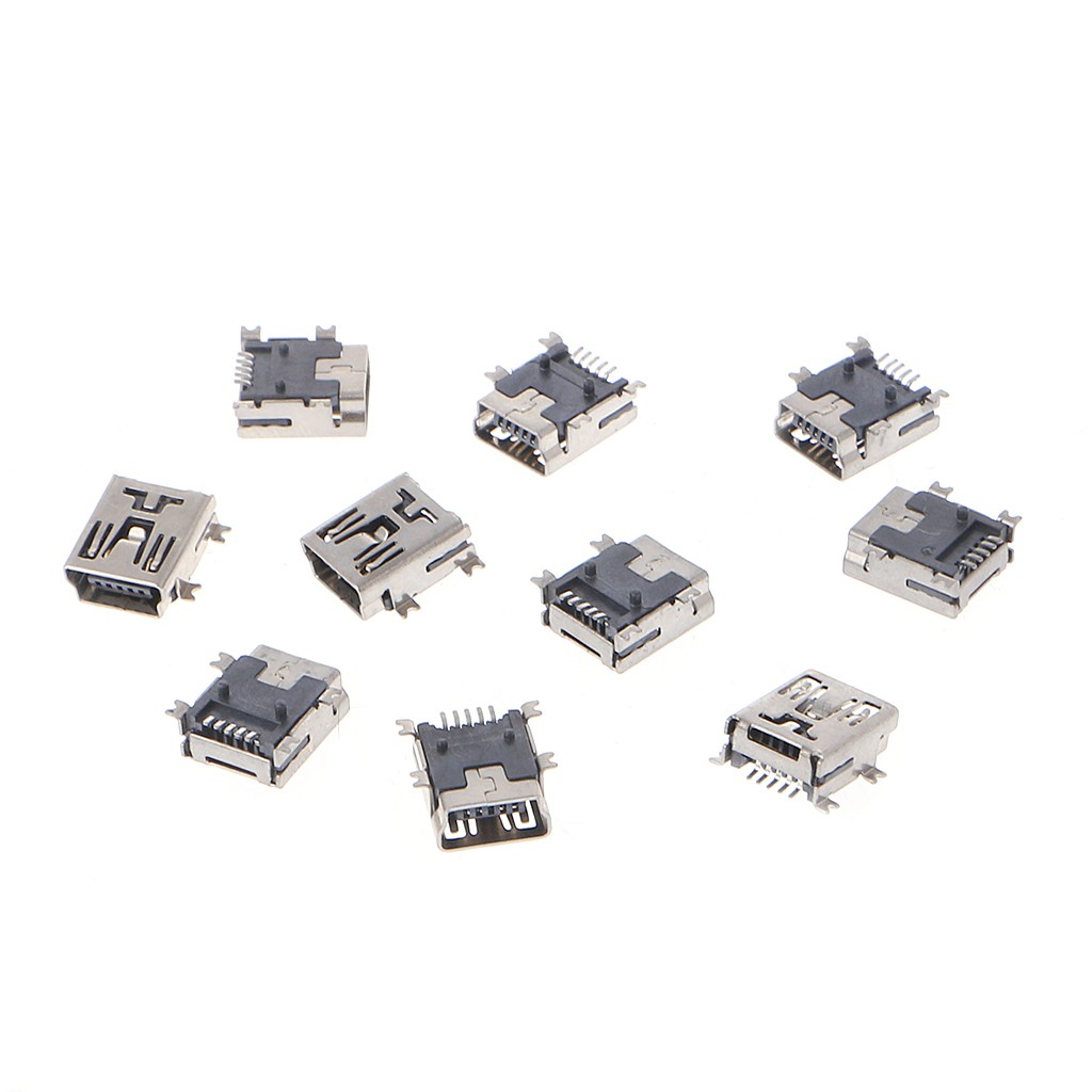 10 Pcs Mini USB Tipo B Conector Fêmea De 5 Pinos Para Carregamento De ...