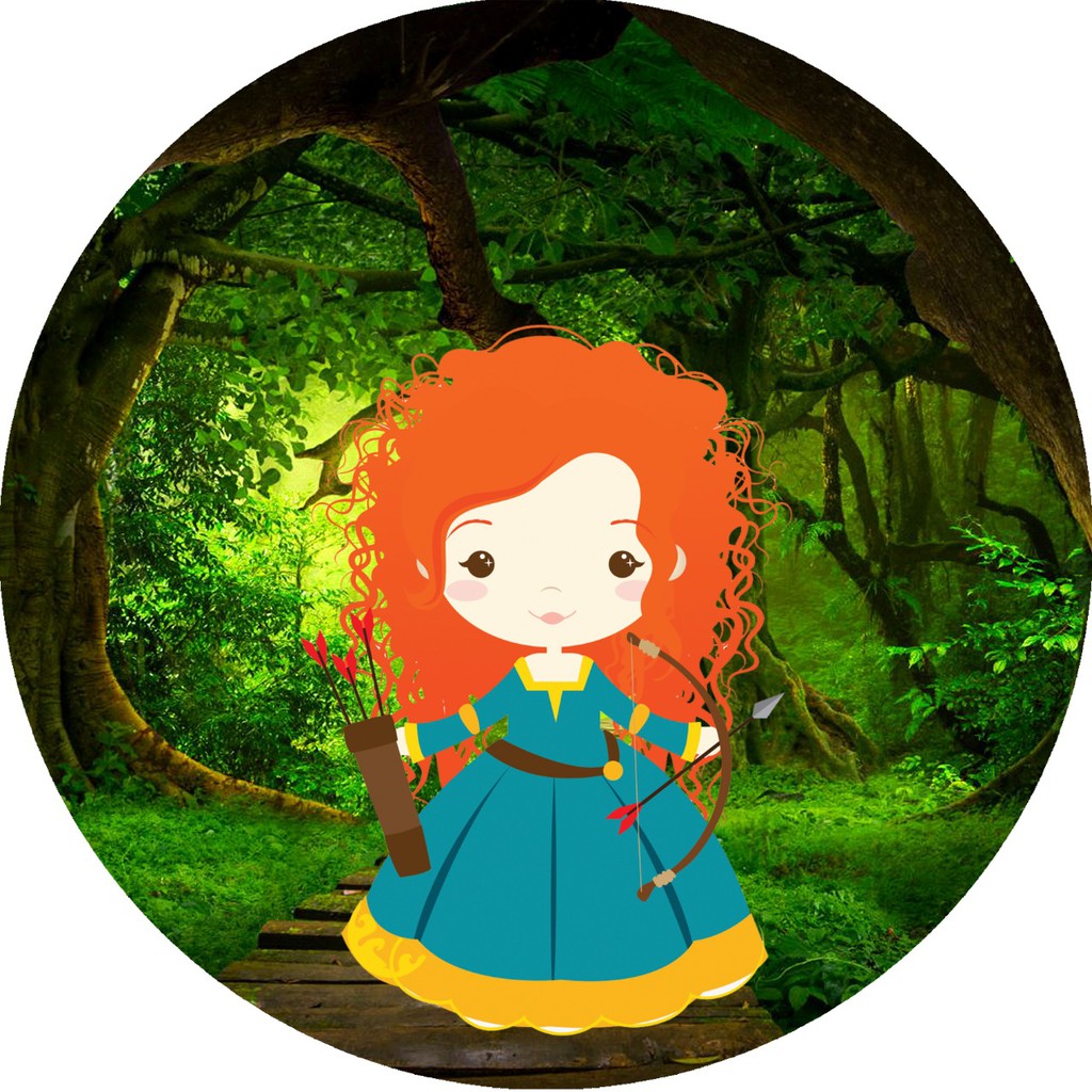 PAINEL REDONDO TECIDO SUBLIMADO PRINCESA VALENTE MERIDA BABY 1,50 ...