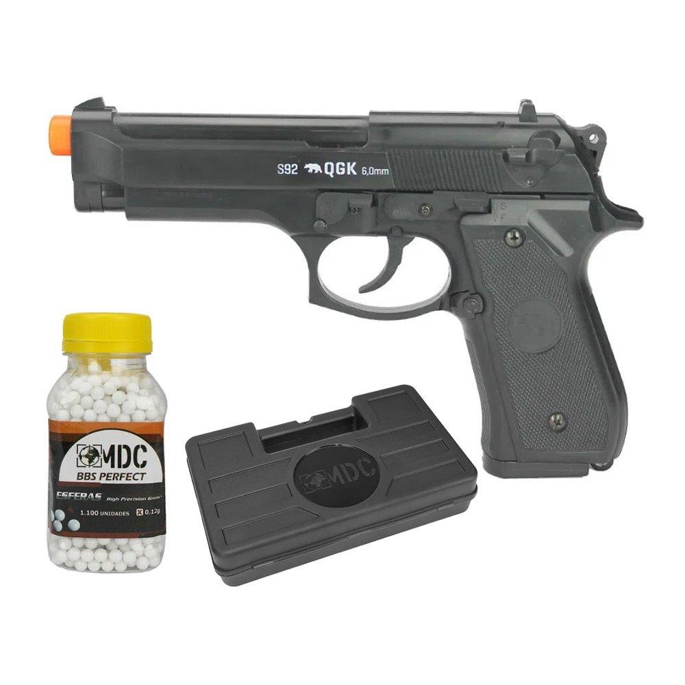 Pistola de Airsoft Beretta M92 S92 Spring 6mm - QGK + Case | Shopee Brasil