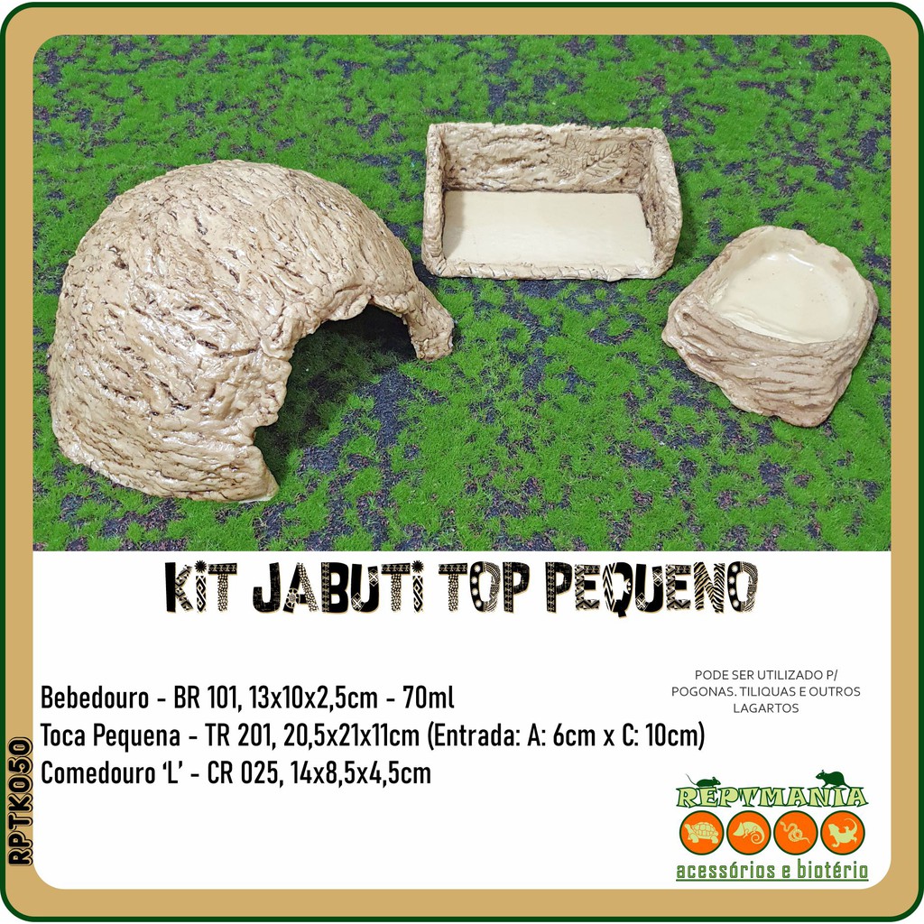 Kit Jabuti Top Pequeno, Toca + bebedouro + comedouro, Reptmania | Shopee Brasil