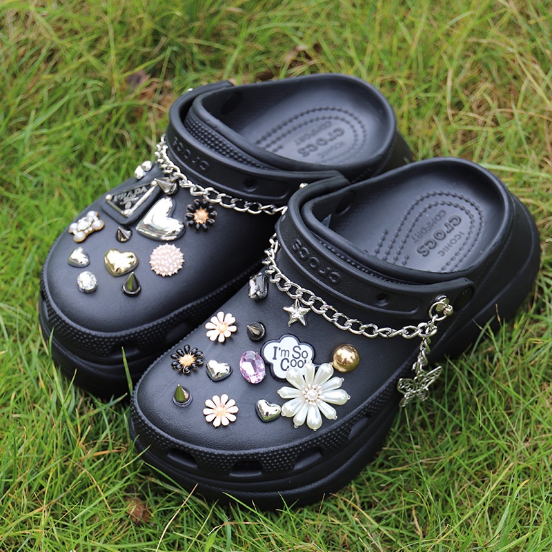 Moda Rebite Gemstone Jibitz croc Acessórios Flor Borboleta Jibits ...