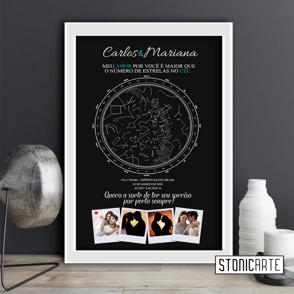 Quadro Nosso Céu - Mapa das Estrelas | Shopee Brasil