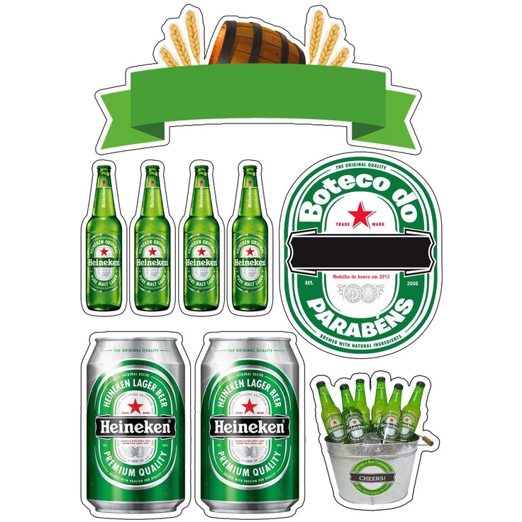 Topo Topper Bolo BOTECO CERVEJA Cortado Colado ENVIO IMEDIATO ...