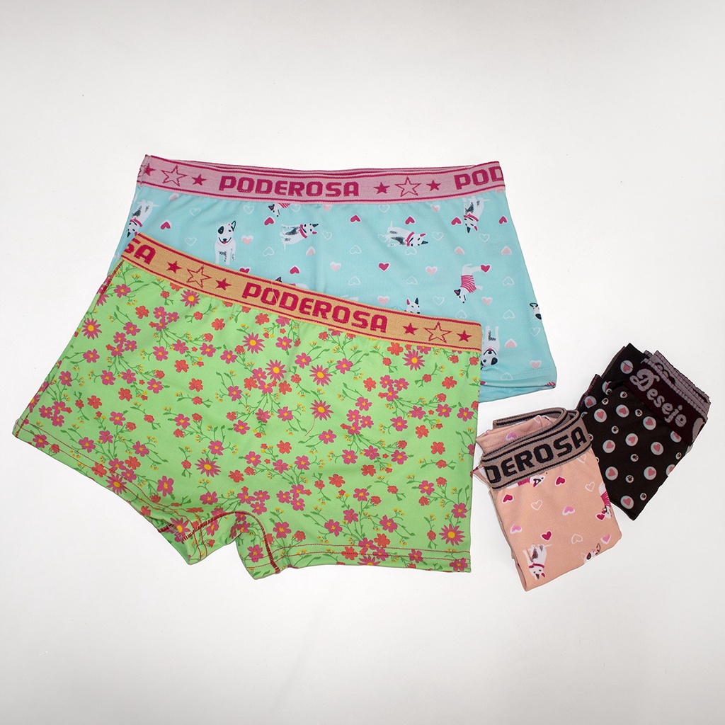 Kit 5 calcinha cueca feminina box de microfibra adulto shortinho cós | Shopee Brasil