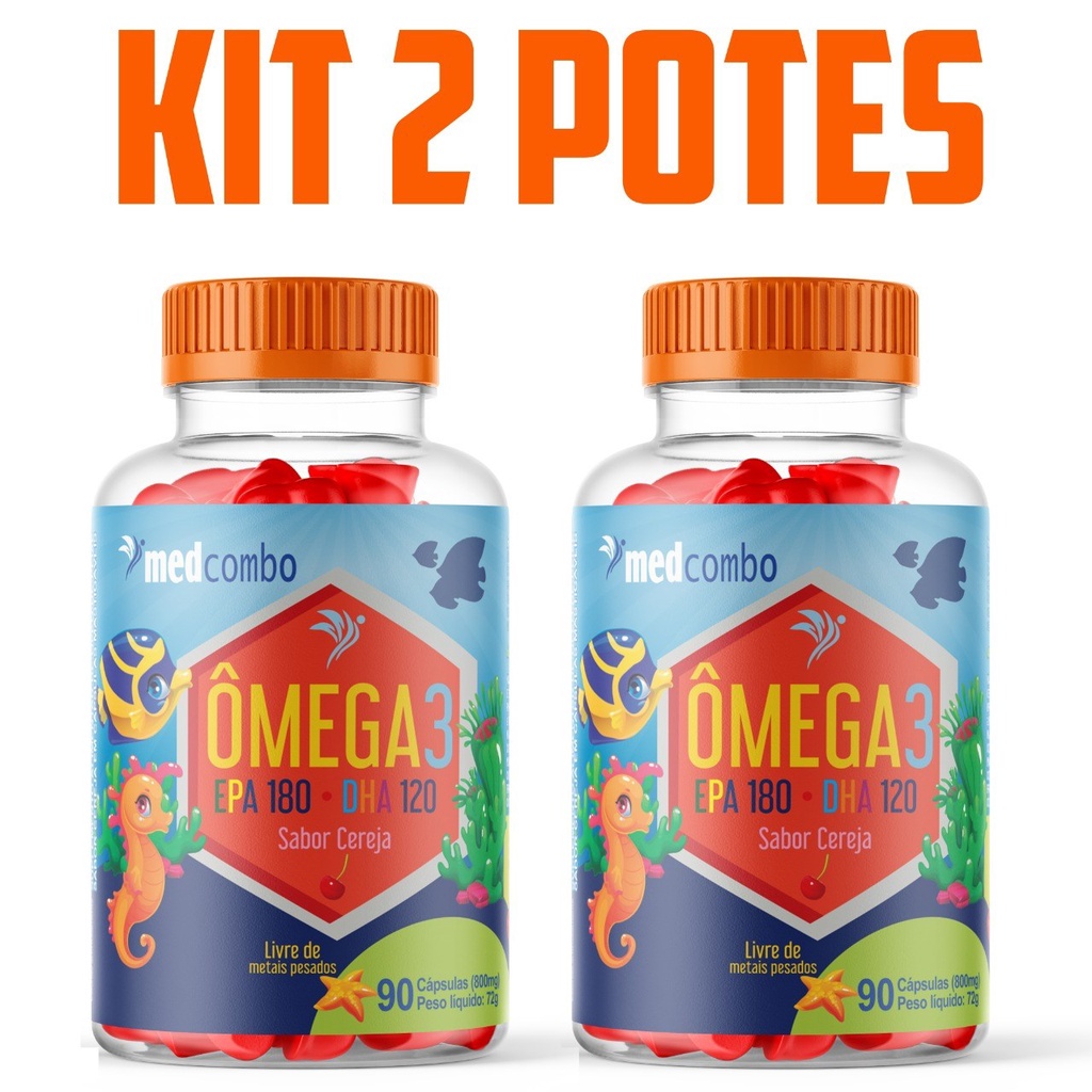 Kit 2 Omega 3 Infantil EPA 180 DHA 120 Medcombo | Shopee Brasil