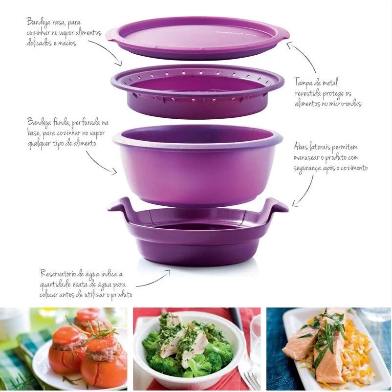 Panela Cozimento Vapor Para Micro-ondas 2,5L Micro Gourmet Tupperware ...