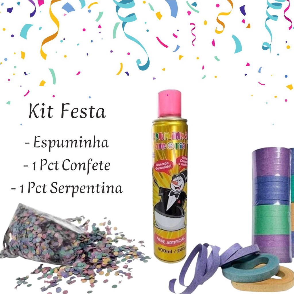 Kit Festa De Carnaval Com Spray Em Espuma Confete Serpentina | Shopee ...