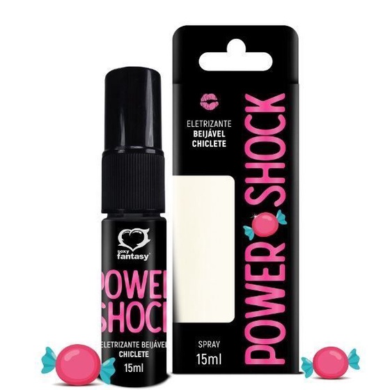 Power Shock Spray Eletrizante Bucal Beijável Vibra Vibroquete para Beijo e Sexo Oral Sabores ...