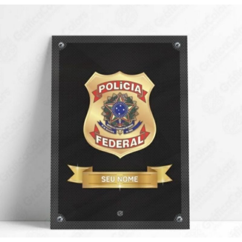 Placa decorativa mdf 20×30 personalizada Polícia Federal | Shopee Brasil