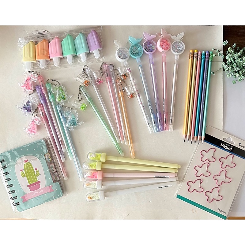 Kit iniciante papelaria fofa, canetas fofa atacado | Shopee Brasil