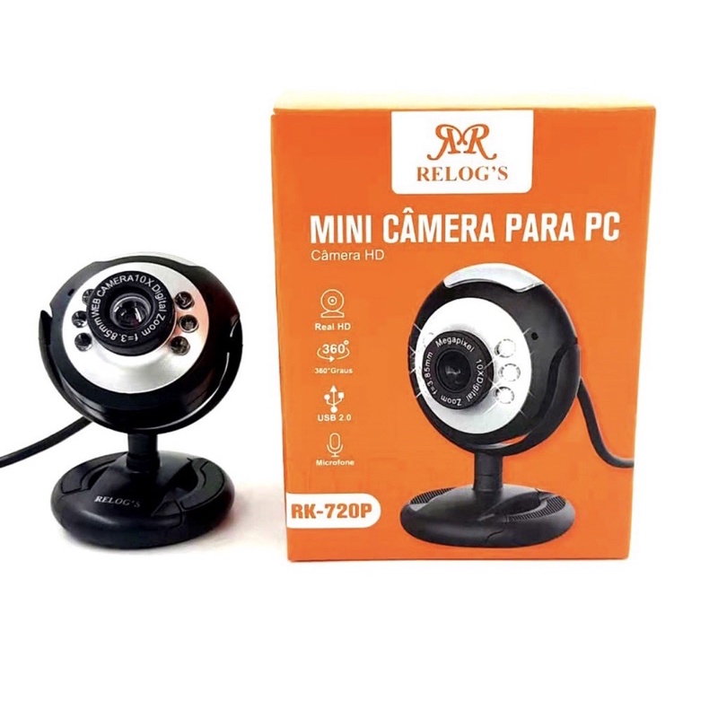 Webcam Relog's Preta Com Fio Usb 2.0 6 Luz De Led 3 Focos Ideal Para ...