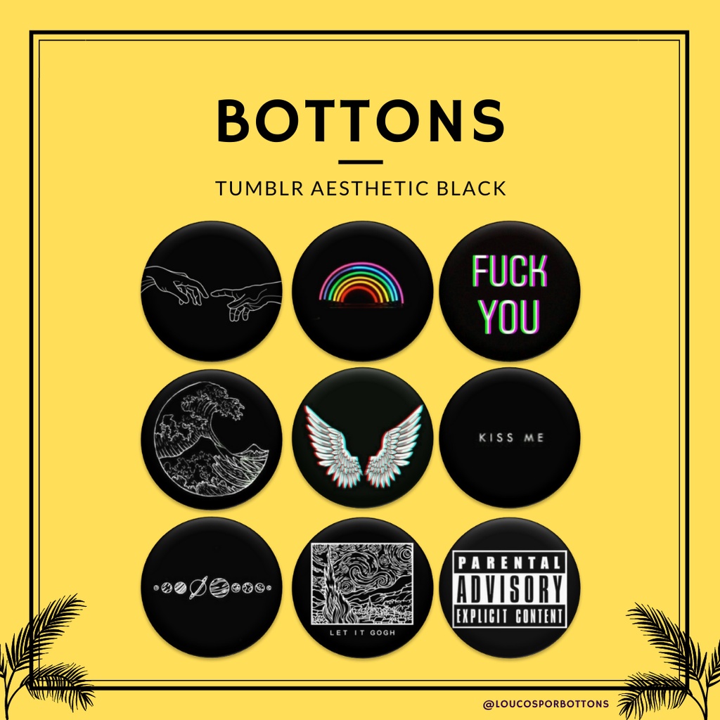 Bottons Tumblr Aesthetic Black | Shopee Brasil