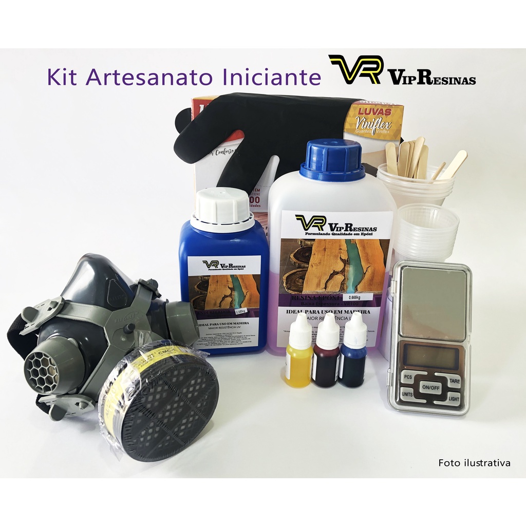 Kit Artesanato Iniciante Resina VR100 1Kg com proteção UV - Vip Resinas ...