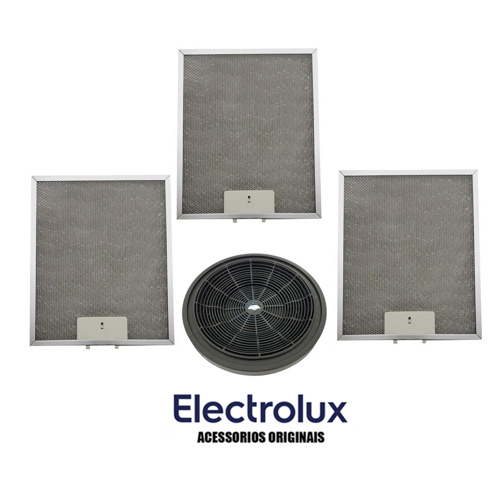 KIT 3 FILTROS ALUMINIO + 1 CARVAO DEPURADOR ELECTROLUX DE80X | Shopee ...