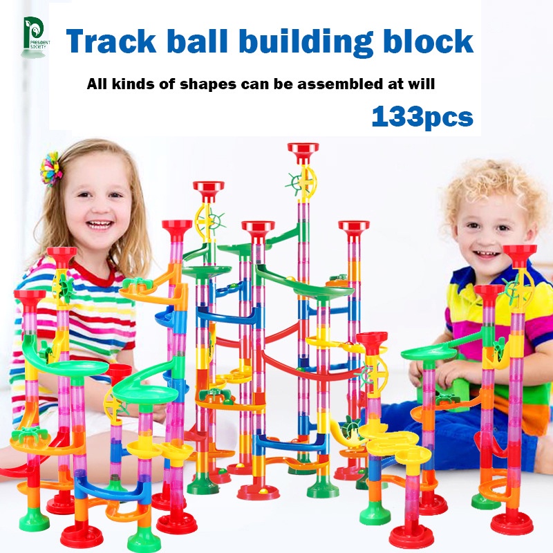 Marble Run Toy 133Pcs Educational Construction Mazes Blocks Toy Set ...
