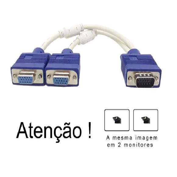 Cabo Duplicador Y 1 Vga (macho) X 2 Vga (fêmea) | Shopee Brasil Cabo Duplicador Y 1 Vga (macho) X 2 Vga (fêmea) | Shopee Brasil