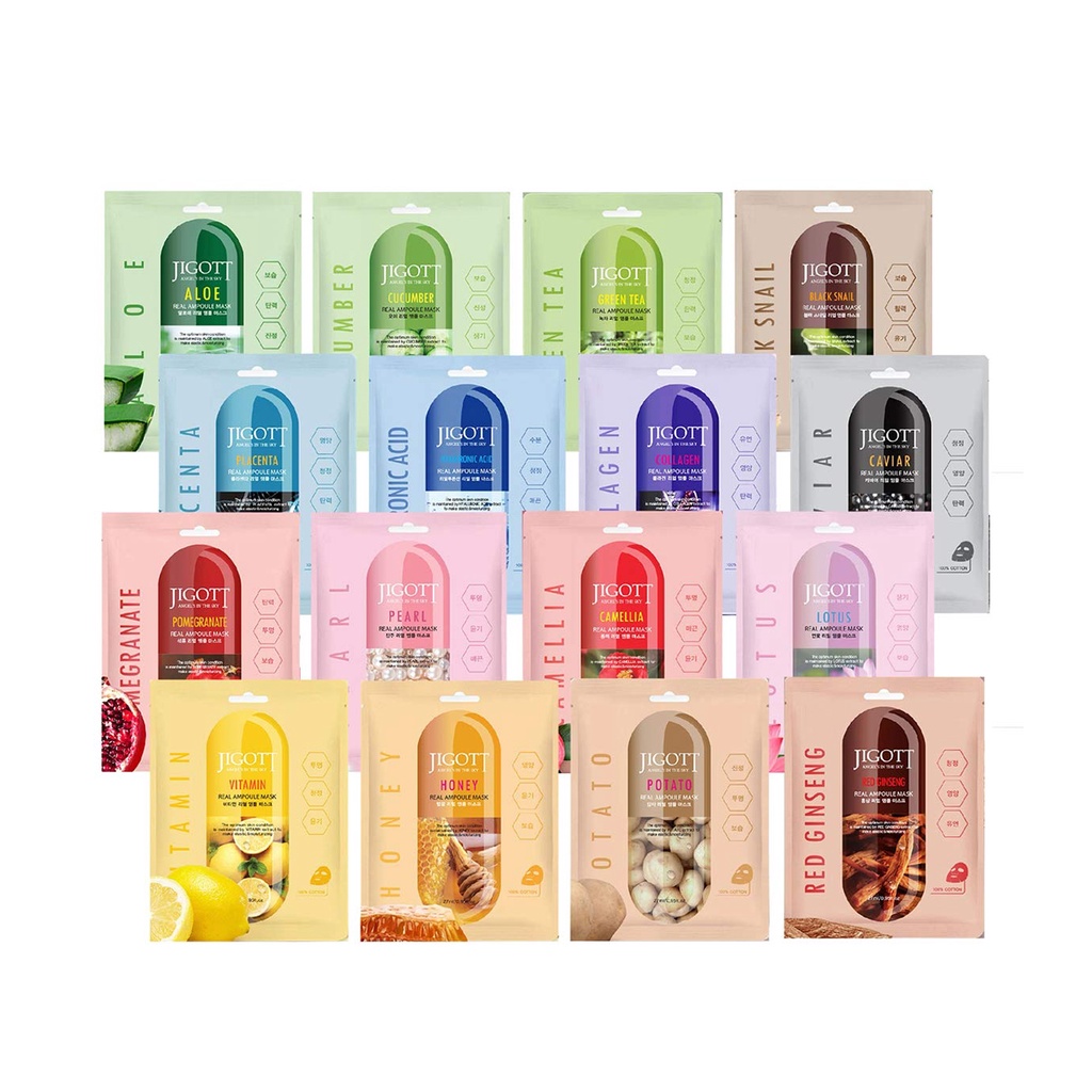 jigott real ampoule mask 10ea 27g 16 types korea mask sheet | Shopee Brasil