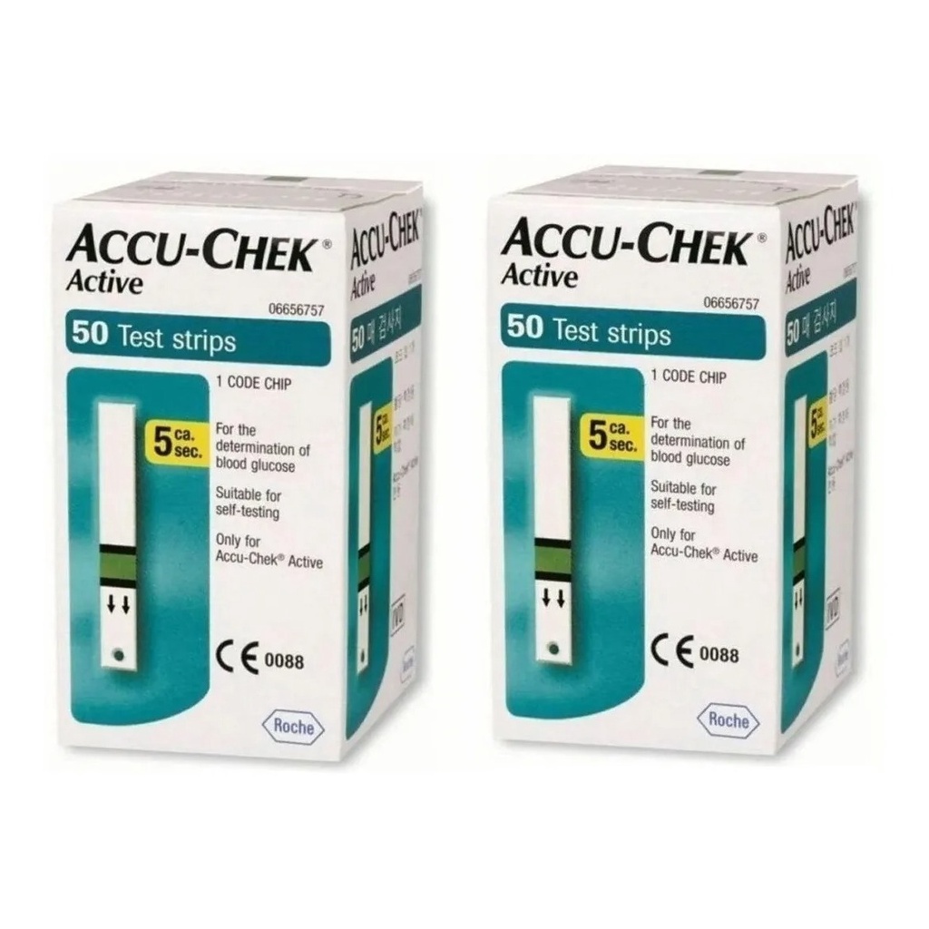 Tiras De Teste Glicemia Accuchek Active C/ 100 Un Para Medir Glicose ...