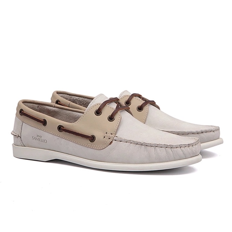 Dockside Samello Gran Couro Nobuck Alvejado Latego Marfim | Shopee Brasil