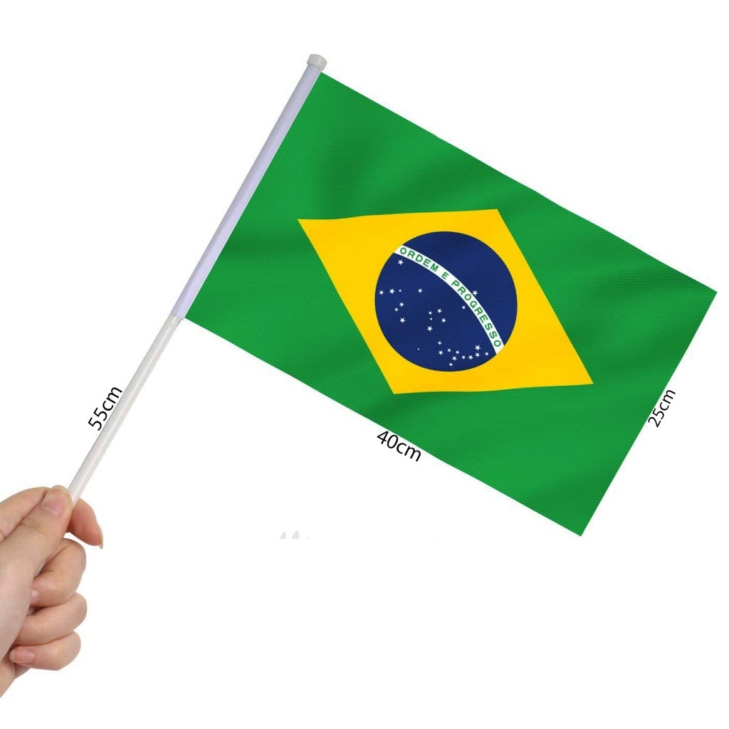 Bandeira Bandeirinha Do Brasil Haste Mão Torcida Copa Mundo | Shopee Brasil