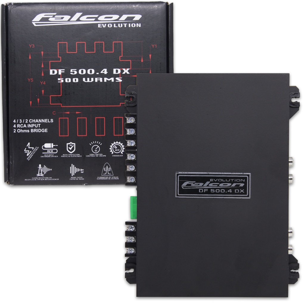 Amplificador Modulo Potencia Falcon 4 3 2 Canais DF500.4 DX 500 Watts DF 500.4 DX | Shopee Brasil