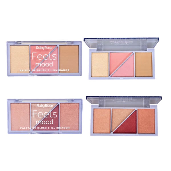 Paleta de Blush e Iluminador Ruby Rose Feels Mood Hb7529 | Shopee Brasil