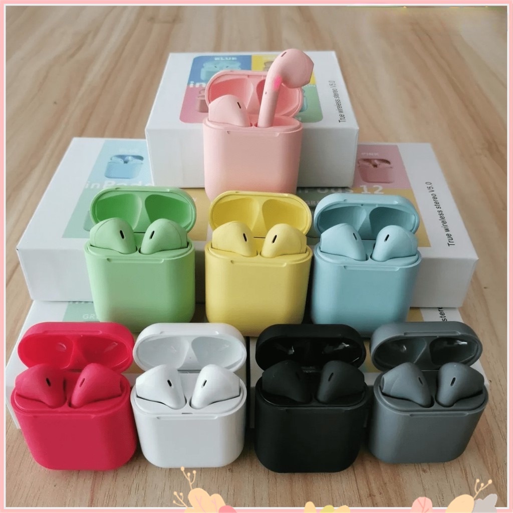 i12 TWS Fone De Ouvido Sem Fio Inpods 12 Bluetooth 5.0 Cores Em Pastel ...