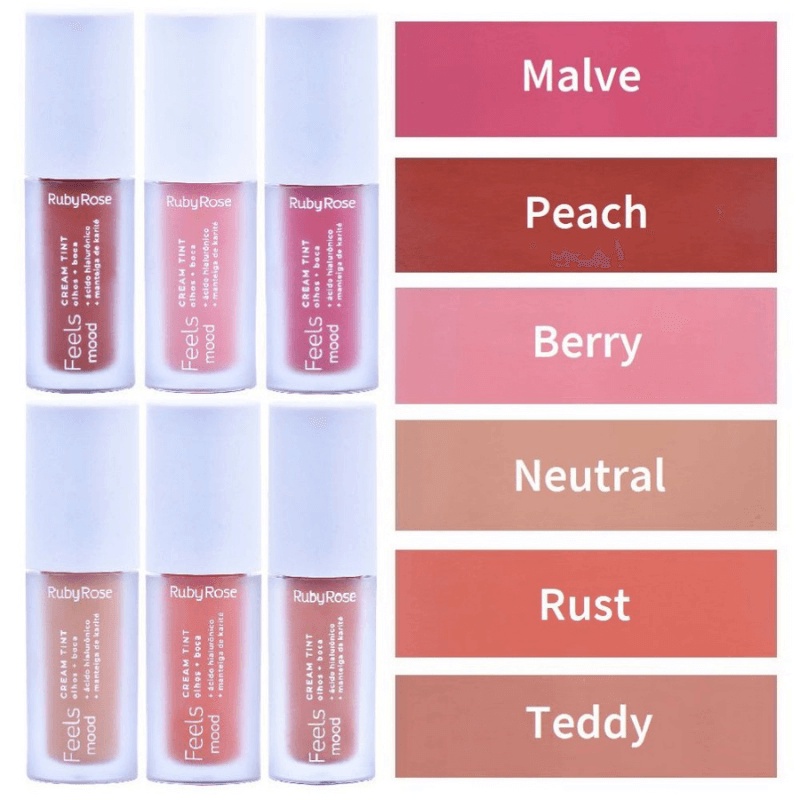 Cream Tint para os Olhos,Boca e Blush Ruby Rose Lançamento Linha Feels ...