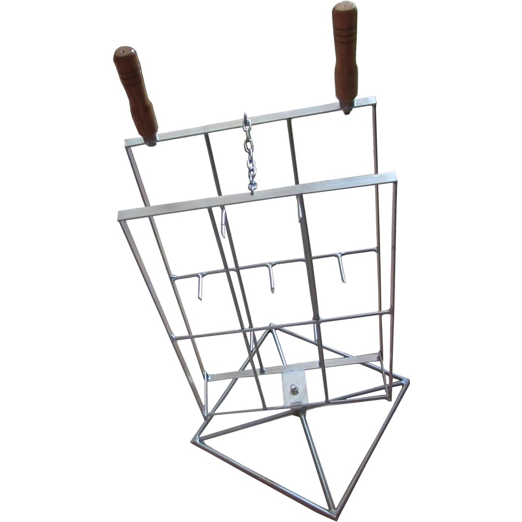 Espeto Costela Fogo de Chão Galvanizado com base Giratória COM GANCHO ...