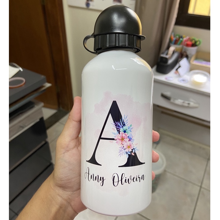 Garrafinha Squeeze Alumínio Branca 500ml Personalizada | Shopee Brasil