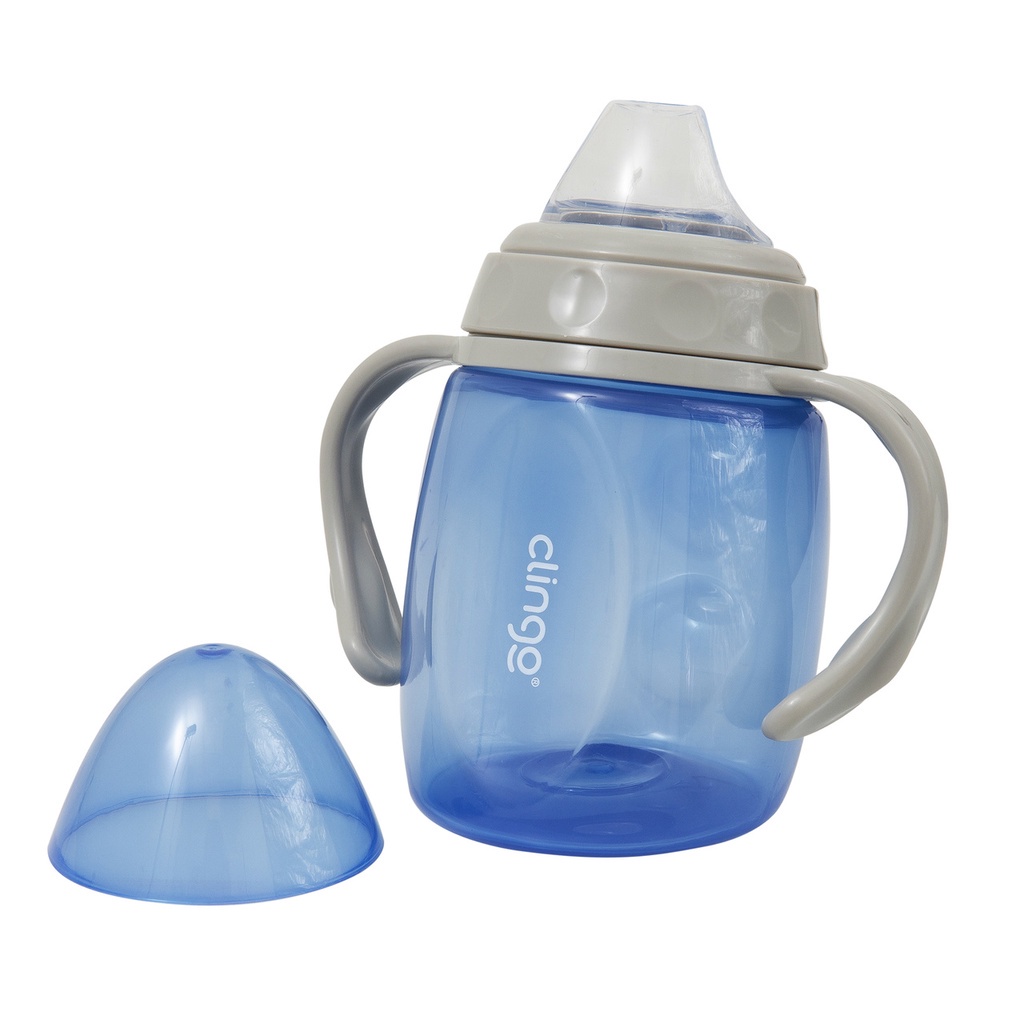 Copo Treinamento c/ Alças e Bico Silicone Azul 220ml Clingo | Shopee Brasil