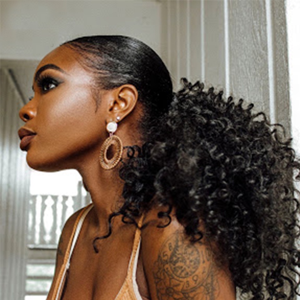 Drawstring Puff Ponytail Afro Kinky Curly Hair Extension Synthetic Clip ...