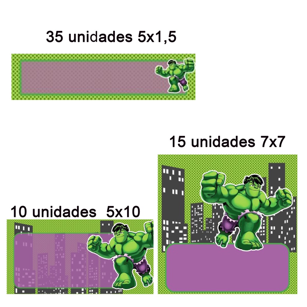 Etiqueta escolar personalizada do Hulk 50 unidades | Shopee Brasil