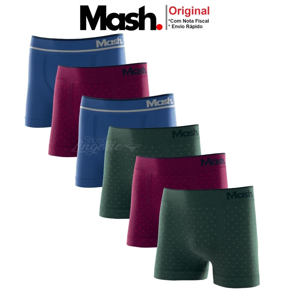 Kit 6 Cuecas Mash Boxer Box em Microfibra Sem Costura Masculina Fio ...