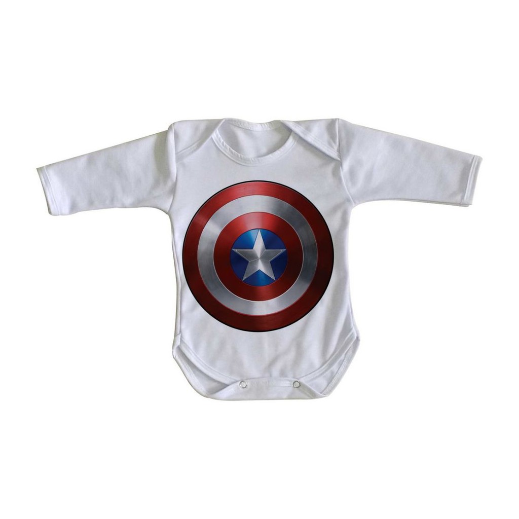 Roupa Bebê manga longa Capitão América Escudo Marvel | Shopee Brasil