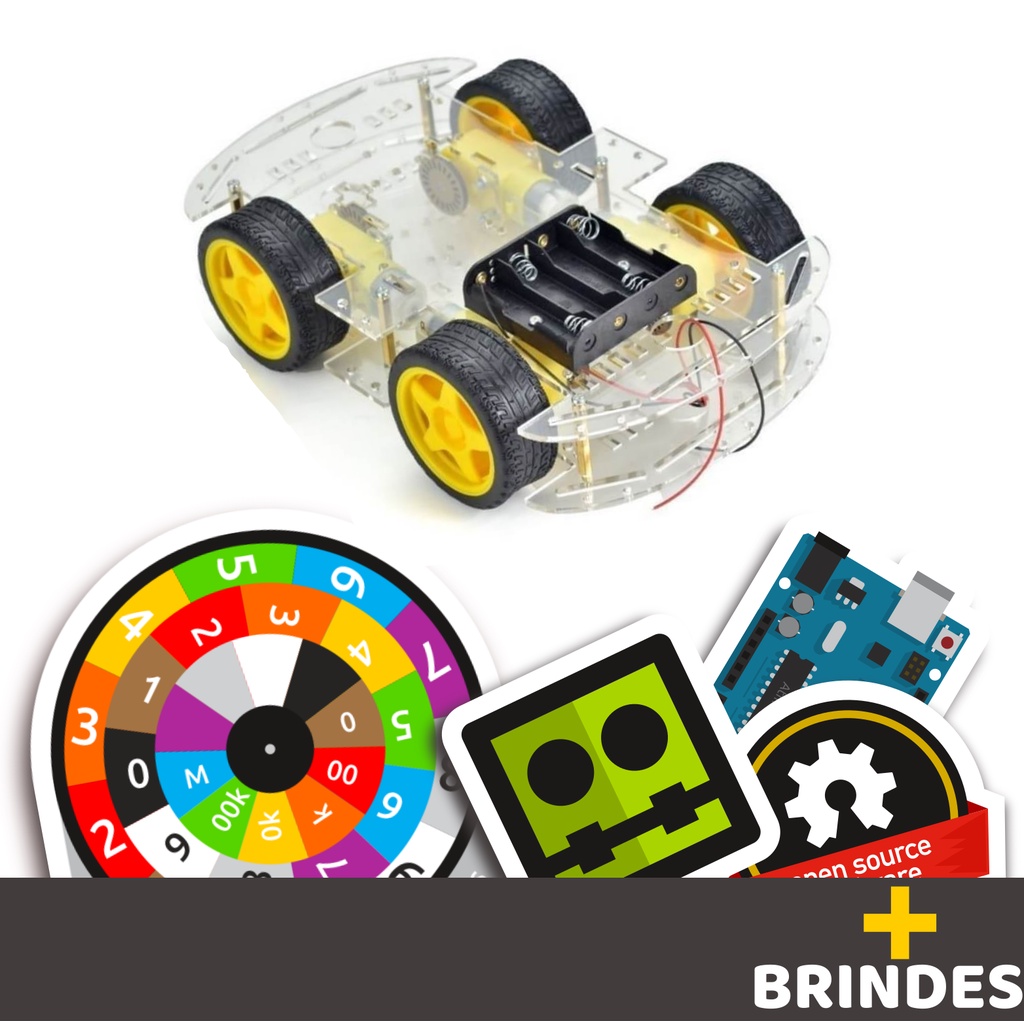 Kit Chassi Duplo Carro 4 Rodas 4wd Robótica Arduino Robô | Shopee Brasil