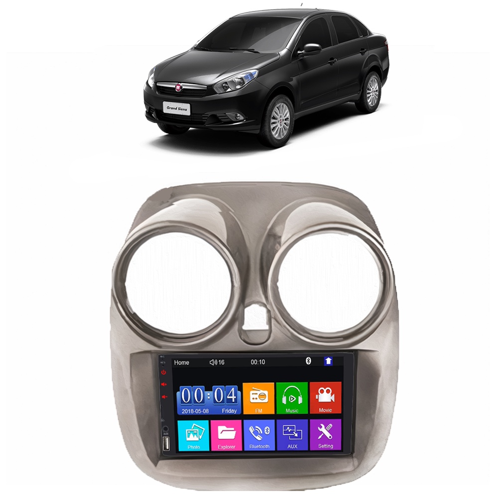 Kit Central Multimidia Mp5 Grand Siena 2013 2014 2015 2016 2017 2018 2019 2020 2021 7 Polegadas ...