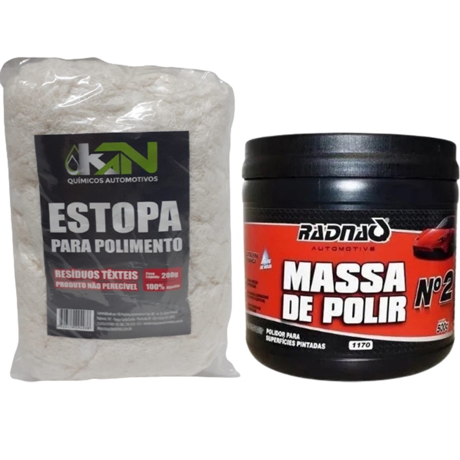 Kit Massa Tira Risco E Da Brilho De Polir N°2 Radnaq + estopa KN Automotivo | Shopee Brasil