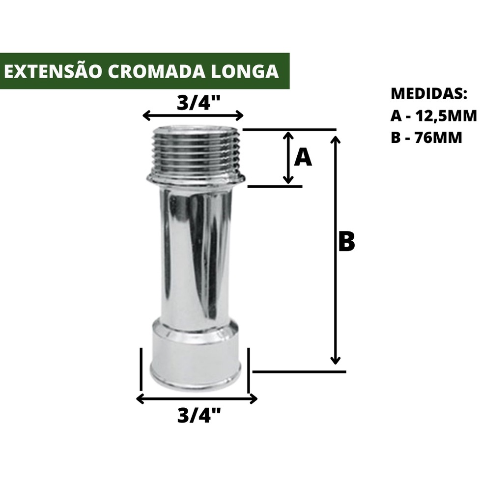 Extensor Prolongador Alongador Cromado Para Torneira, Ducha Higiênica 1 ...