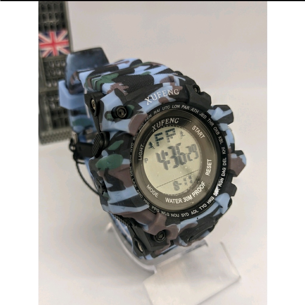 Relógio Xufeng Camuflado Azul- A Prova d'água (100% Funcional) | Shopee ...