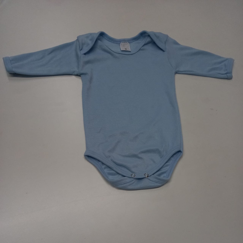 Body Manga Longa Ribana Azul Claro 100% Poliéster liso ideal para ...