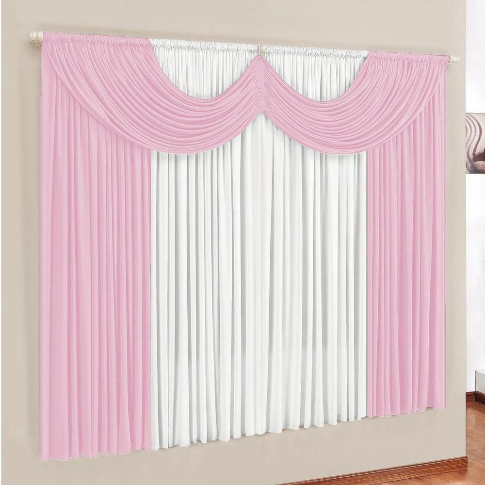 Cortina Paris com Bando Decorativo para Janela de Sala ou Quarto 2,00m ...