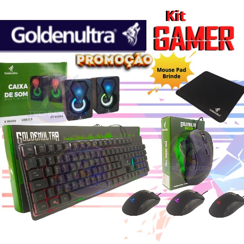 Kit Gamer PC com teclado, mouse e caixa de som + mouse pad de brinde ...