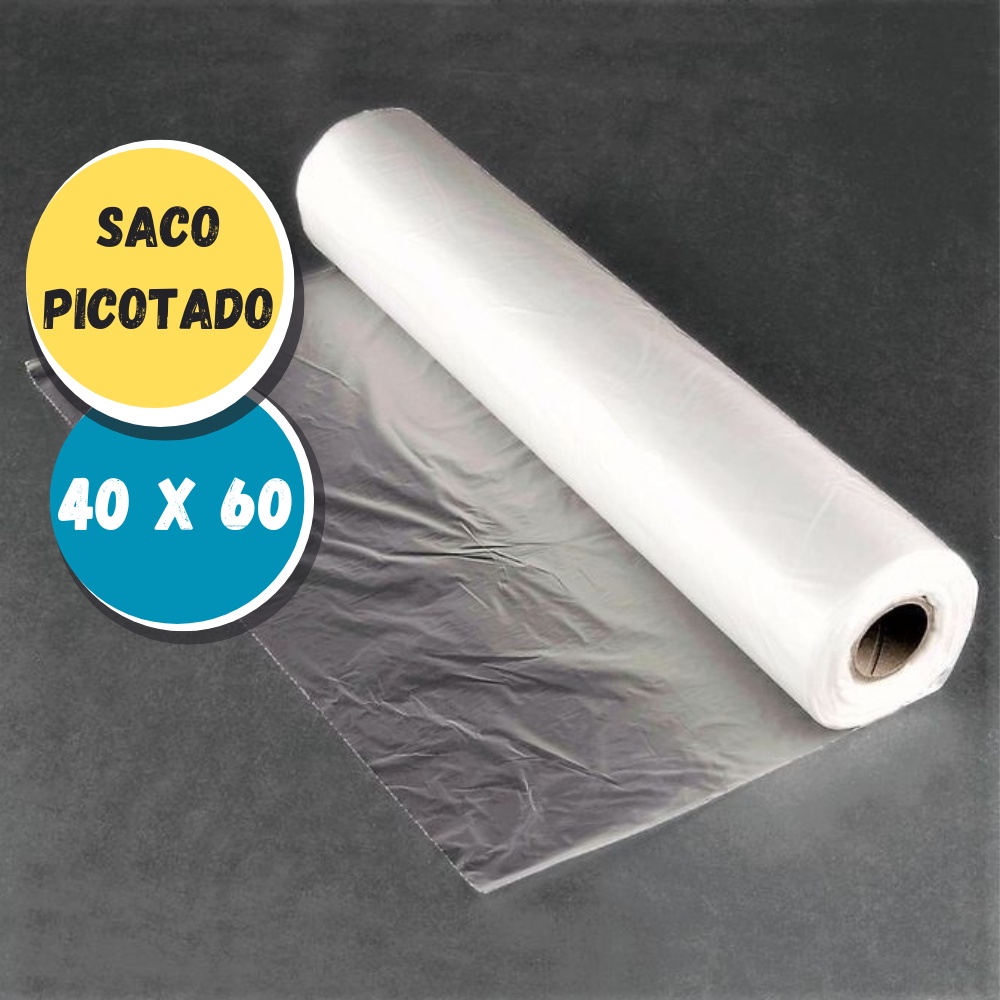 Rolo saco plástico 40 x 60 Bobina Picotada Saco Transparente Super ...