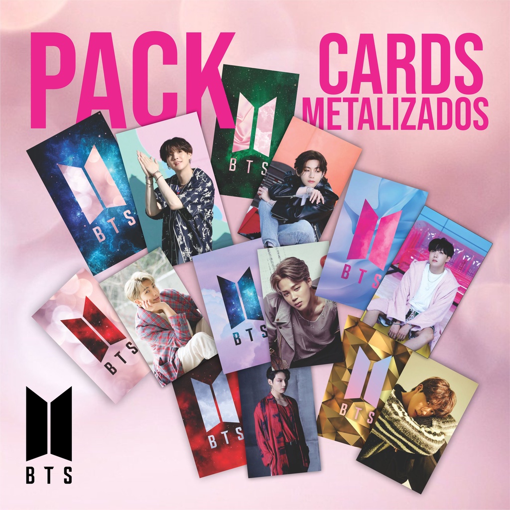 Kit de cards metalizados BTS (8 unidades) + 3 balinhas coreanas ...
