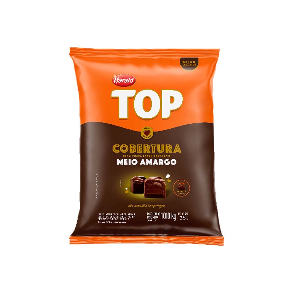 Cobertura Fracionada Sabor Chocolate Meio Amargo Gotas 1,01kg Top Harald | Shopee Brasil