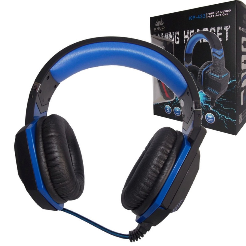 Fone Gamer Headset Azul Pc Ps4 Xbox One P2 Microfone Knup Kp-433 ...