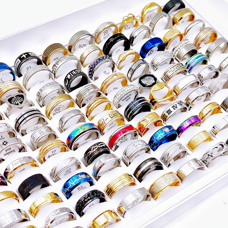20Pcs/Lote Anéis De Aço Inoxidável Trendy Para Homens Mulheres Estilo ...