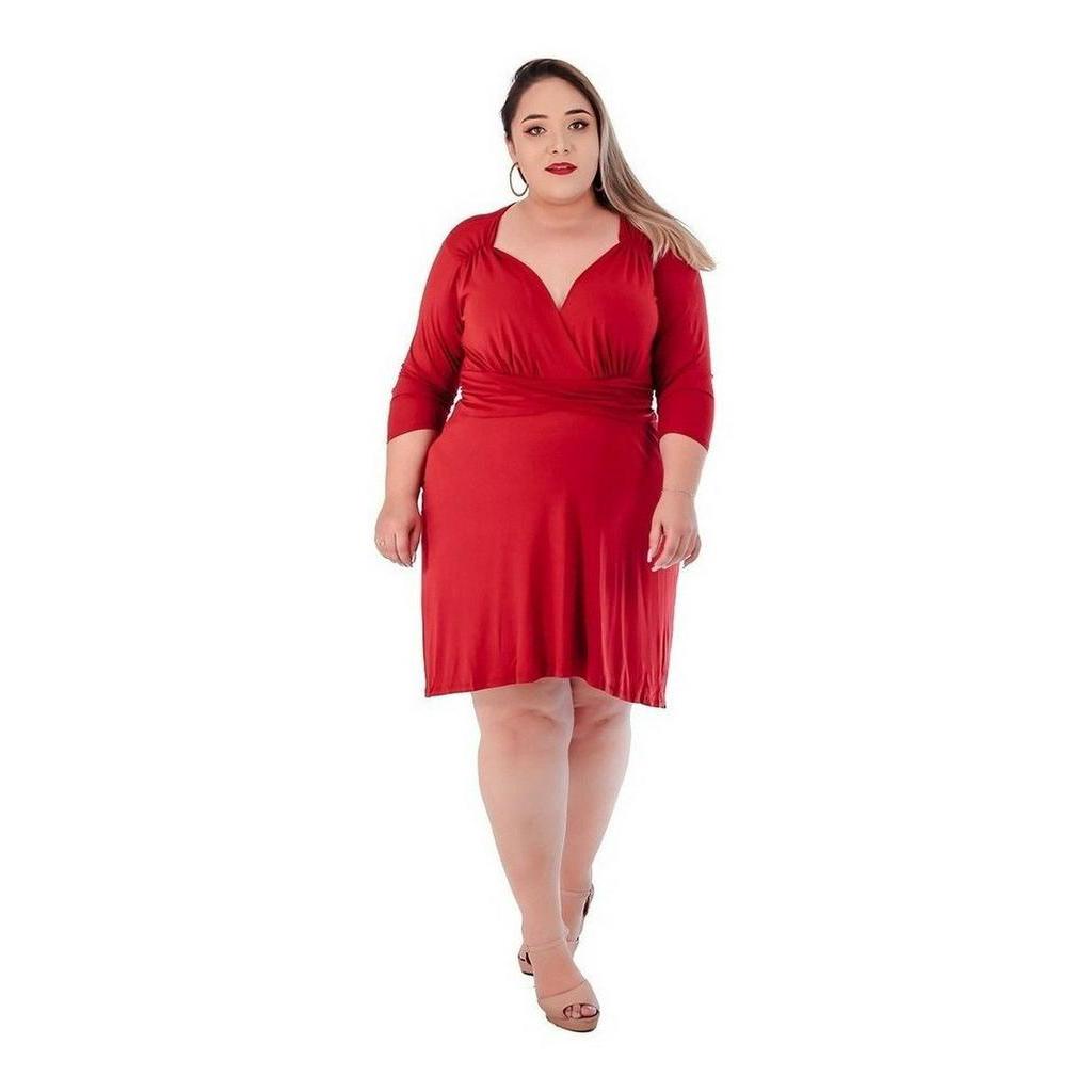 Vestido Juliana Plus Size Malha Com Forro Ref:966 | Shopee Brasil