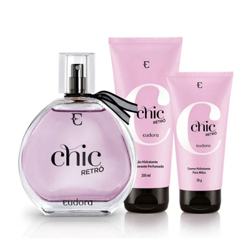 Kit Chic Retrô eudora Completo (colonia + hidratante corporal + creme ...